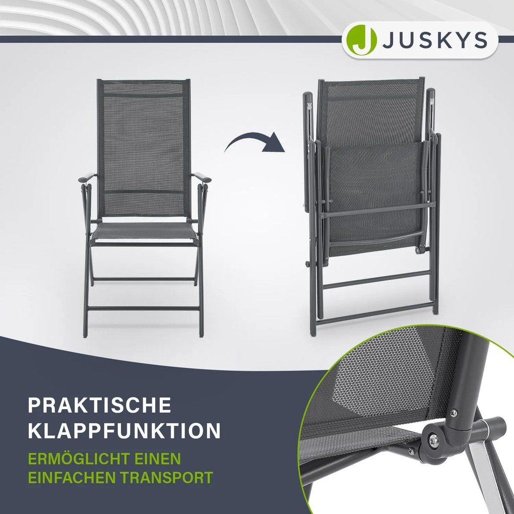 Juskys Skládací zahradní židle Calena Barva: antracitová, Velikost: 2 ks