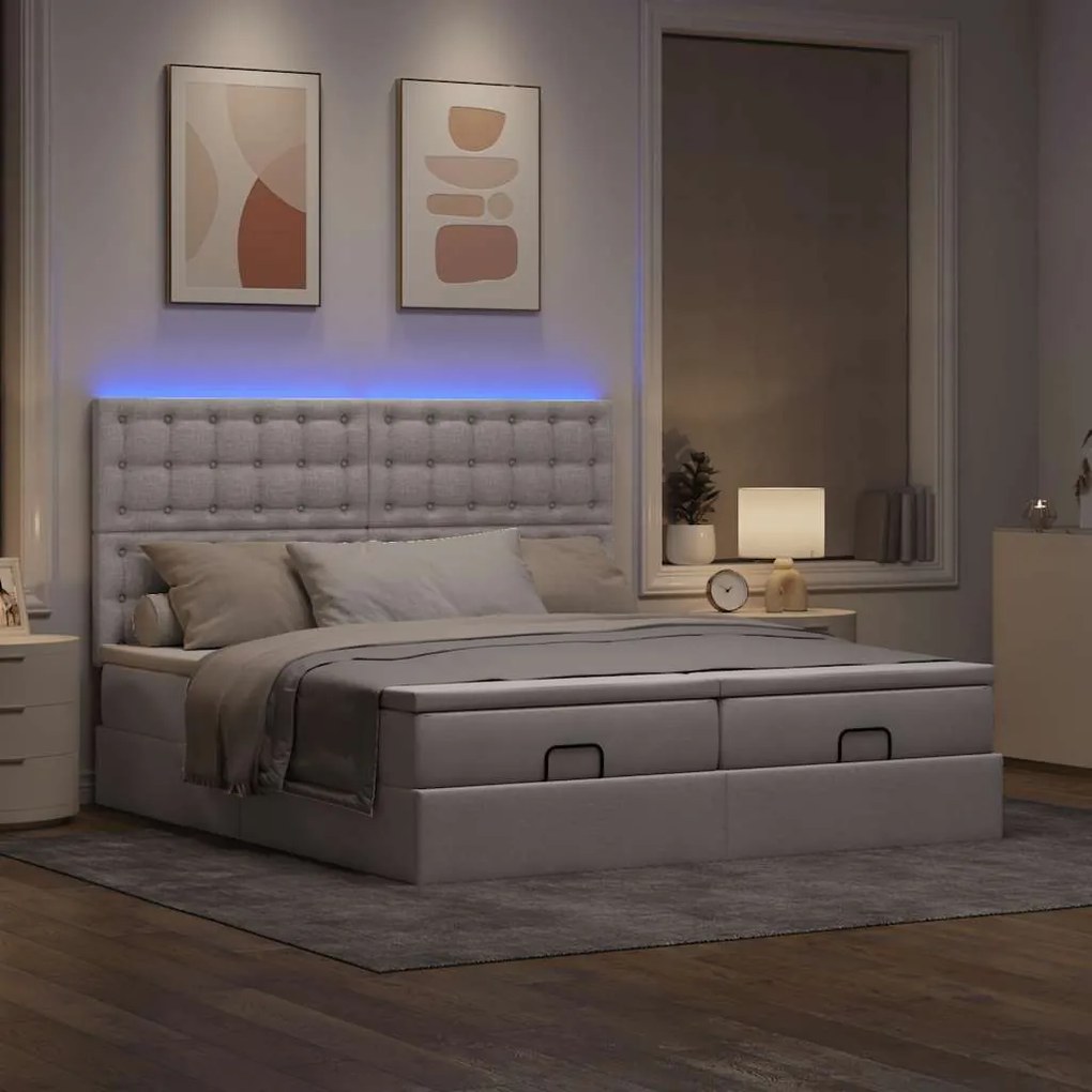 Osmanský rám postele s matracíes taupe 200x200cm textil 3314594