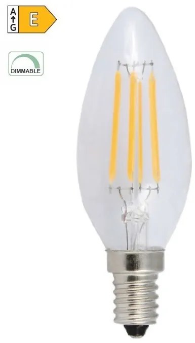 Diolamp LED Filament Candle žárovka čirá C35 5W/230V/E14/4000K/690Lm/360°/Dim