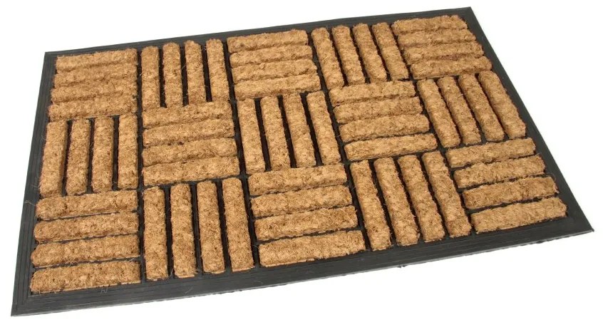 Kokosová čisticí rohož Lines Squares 45 x 75 x 2 cm, hnědá