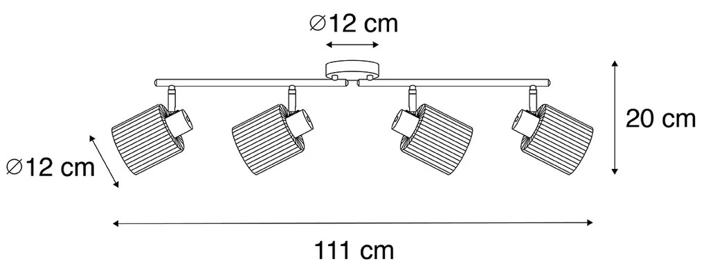 Stropní bodové světlo černé s kouřovým sklem 4-světlo nastavitelné - Laura