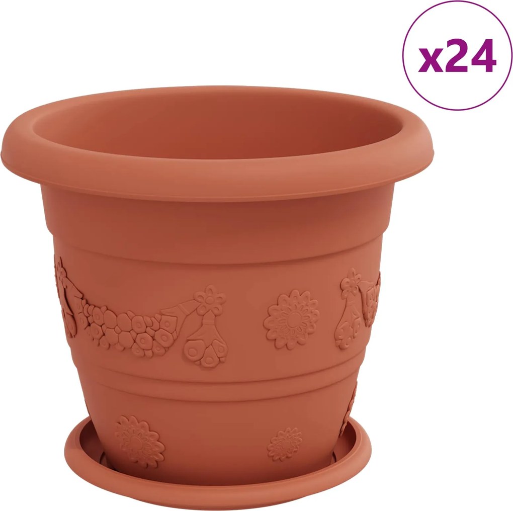 Květináče 24 ks Cihlově červená Ø 26 x 21.5 cm Plast 3403281