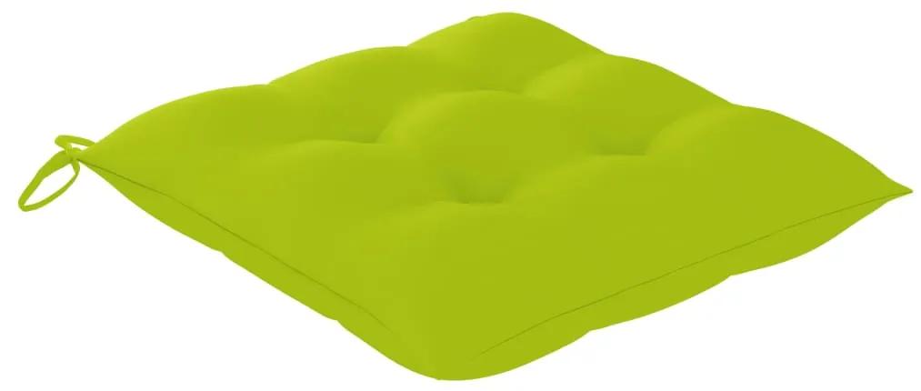 vidaXL Zahradní židle 4 ks jasně zelené podušky masivní teak