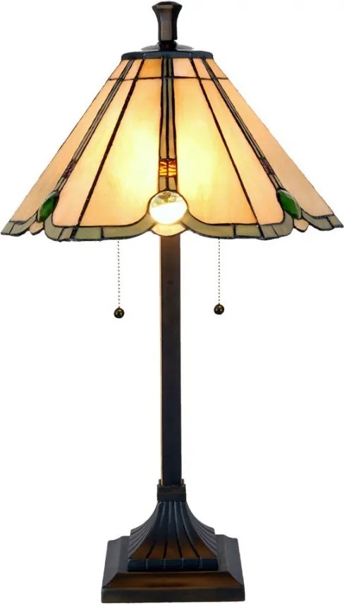 Béžovo-hnědá stolní lampa tiffany Jeannine - Ø 40*67 cm / E27/ 2*60W