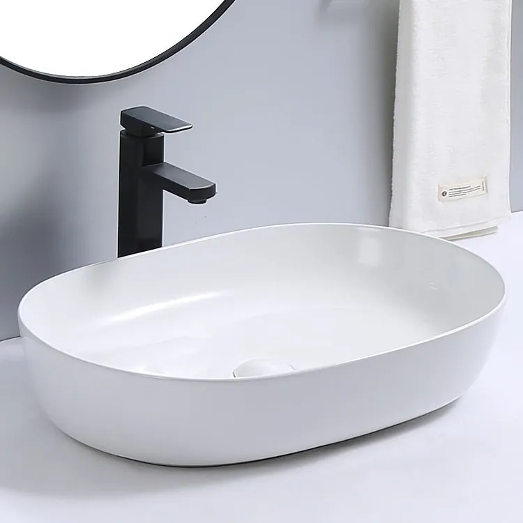 Erga Emmeline, umyvadlo na desku 600x400x135 mm, bílá lesklá, ERG-V03-9487C-WH
