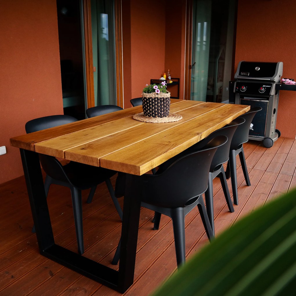 Wudboys Jídelní stůl TERRACE Barva kovu: Černá, Dřevo, povrch: Dub, Rozměr: 180 x 90 cm