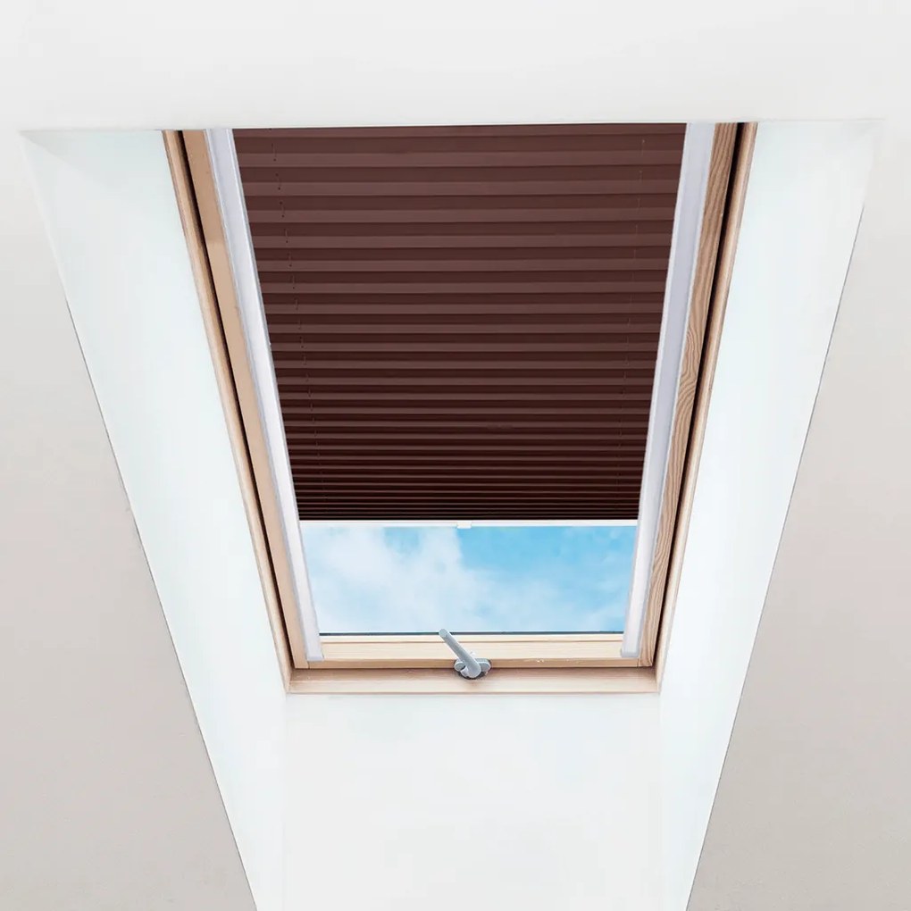 Roleta Plisé na střešní okna, Průsvitná, Čokoládová, P 007 , 30 x 70 cm