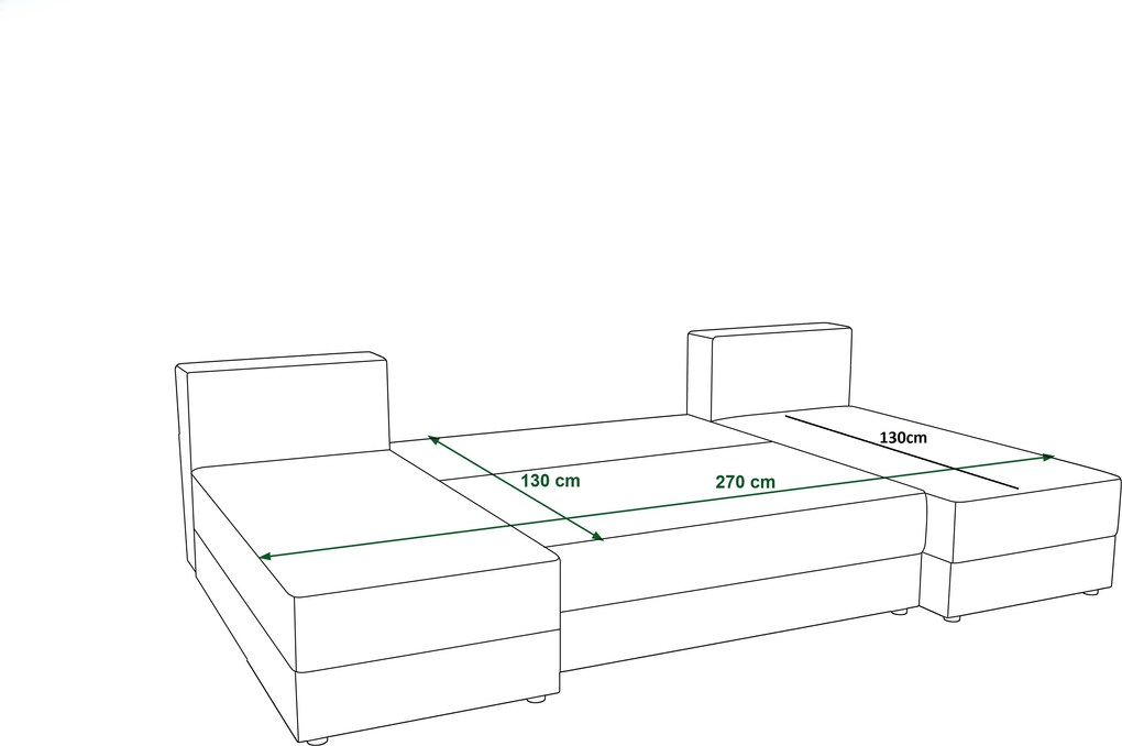 Rozkládací sedací souprava do U LIVARO 305x140 cm, tmavě šedá