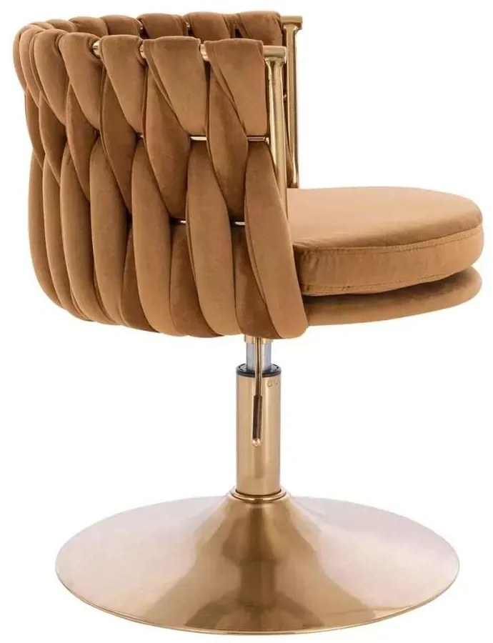 LuxuryForm DESIGN Otočná židle LYON VELUR na zlatém talíři - medová