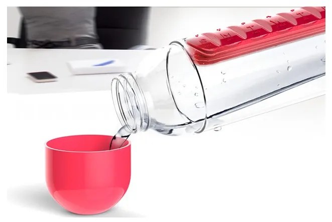 ASOBU multifunkční týdenní dávkovací láhev Pill Organizer růžová 600ml