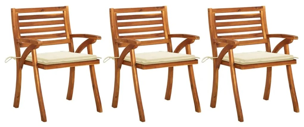 Zahradní jídelní židle s poduškami 3 ks masivní akáciové dřevo - Default Title