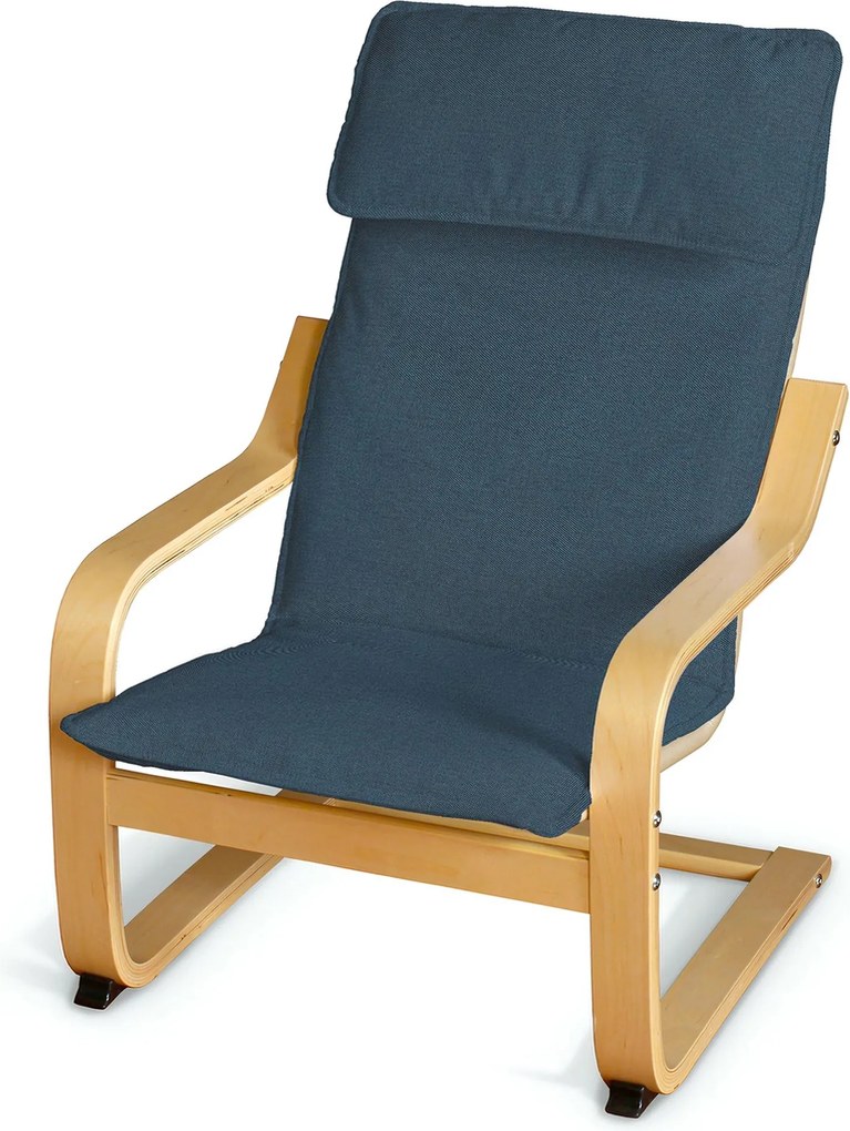 Sedák na dětské křeslo IKEA Poäng barva modrá látka pletený vzor