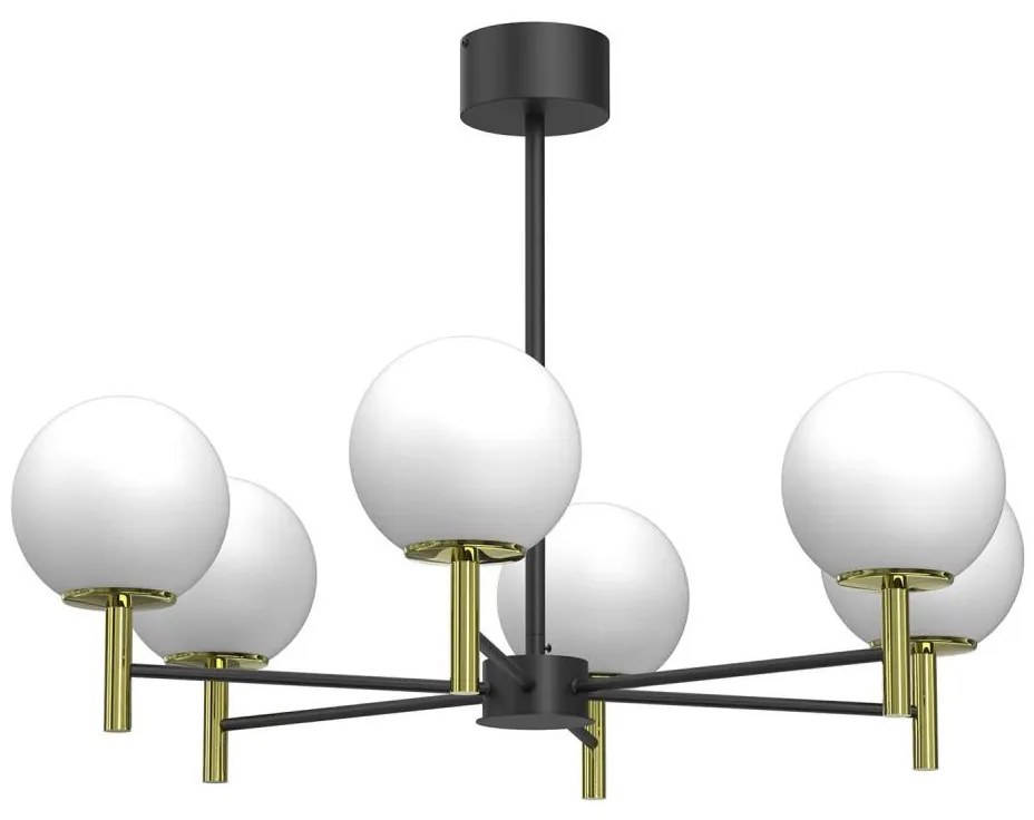 Lustr na tyči AWINION 6xE27/15W/230V bílá/zlatá/černá
