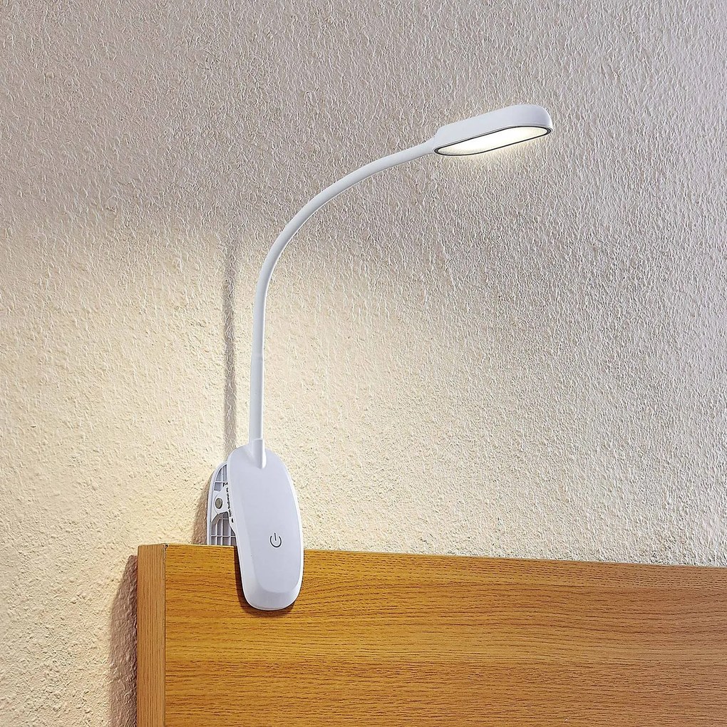 Prios LED svítidlo Najari, bílé, dobíjecí baterie, USB, výška 51 cm