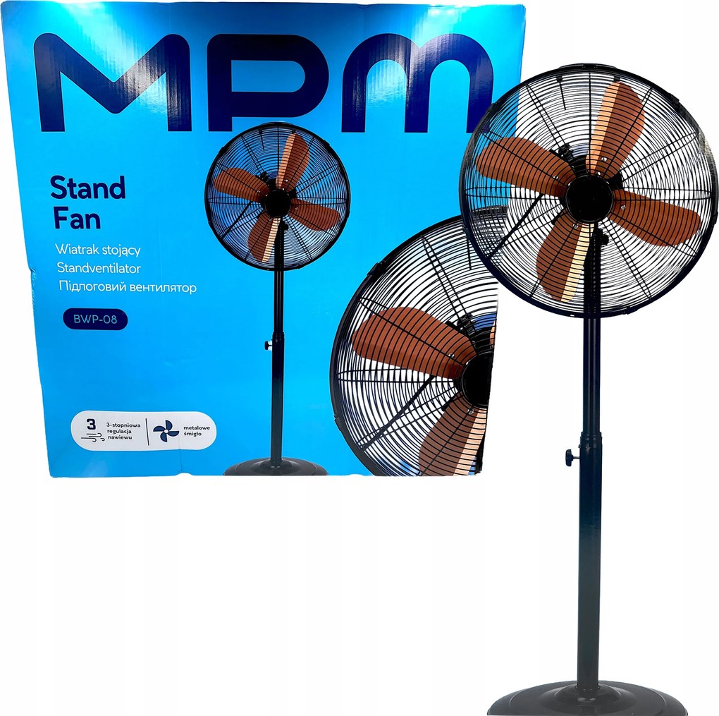 Mpm BWP-08 Stojící větráček 45 cm 50 W Kovová vrtule 3 rychlosti Černá