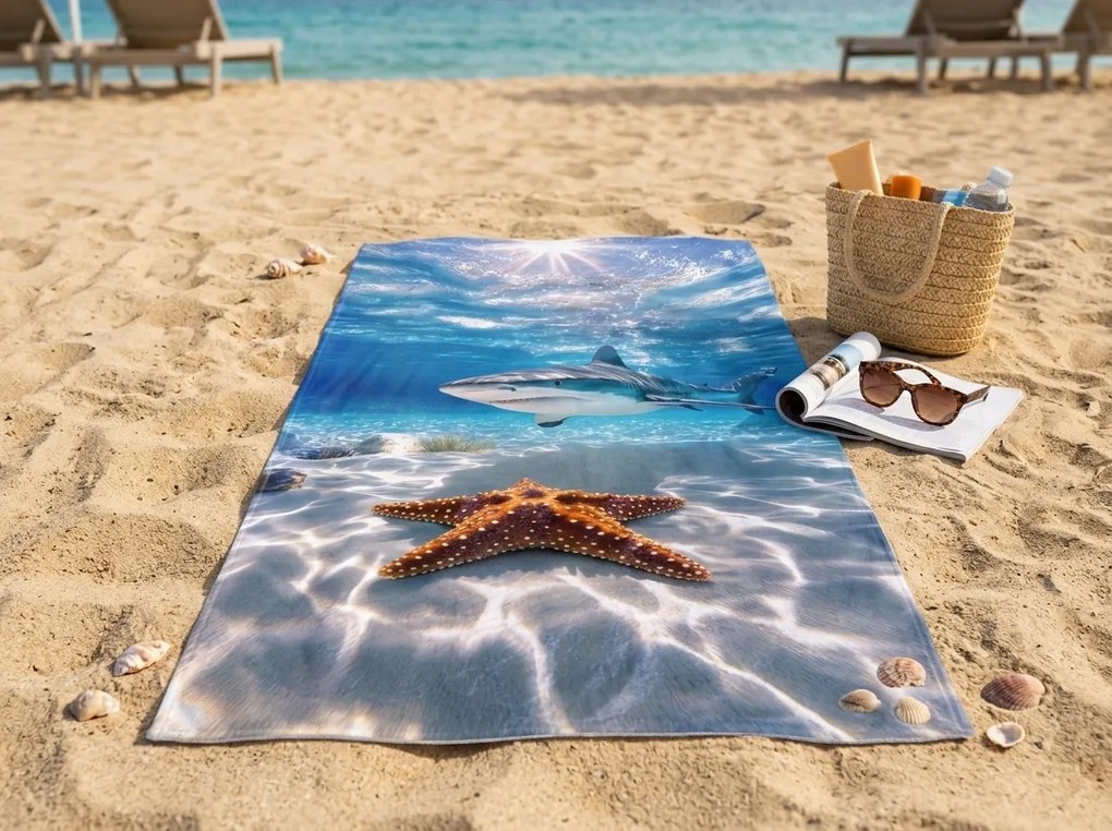 Rychleschnoucí plážová osuška AQUALIS modrá 70 x 140 cm, 100% mikrovlákno