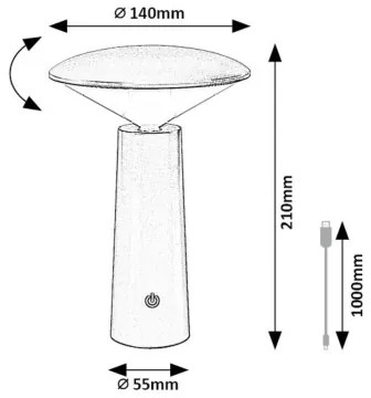 Rabalux 77146 -LED Stm. nab. dot. stolní lampa POLPERRO LED/3W/3,7V 1200mAh bílá