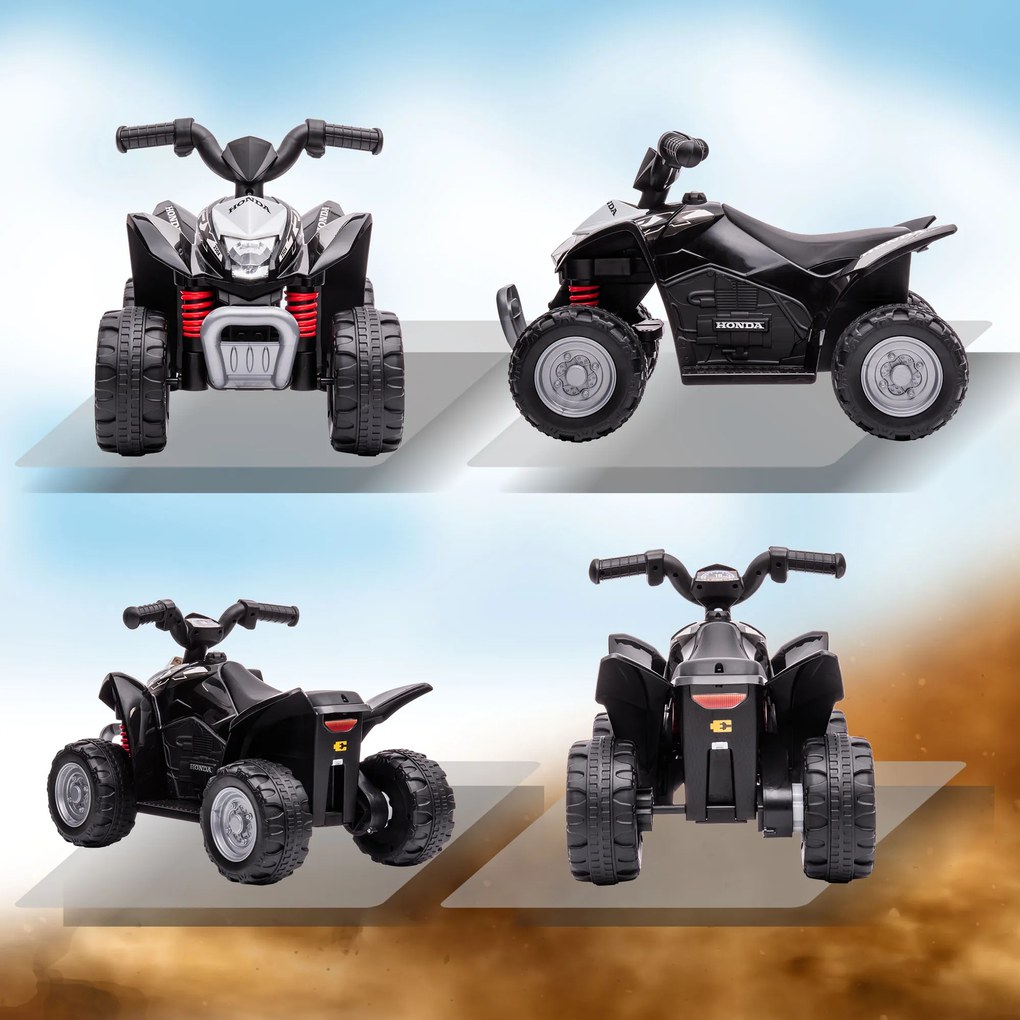 AIYAPLAY elektrická čtyřkolka miniquad pro děti od 18 měsíců, dětská elektrická čtyřkolka s LED diodami a klaksonem, černý kov, bezpečná zábava při j…