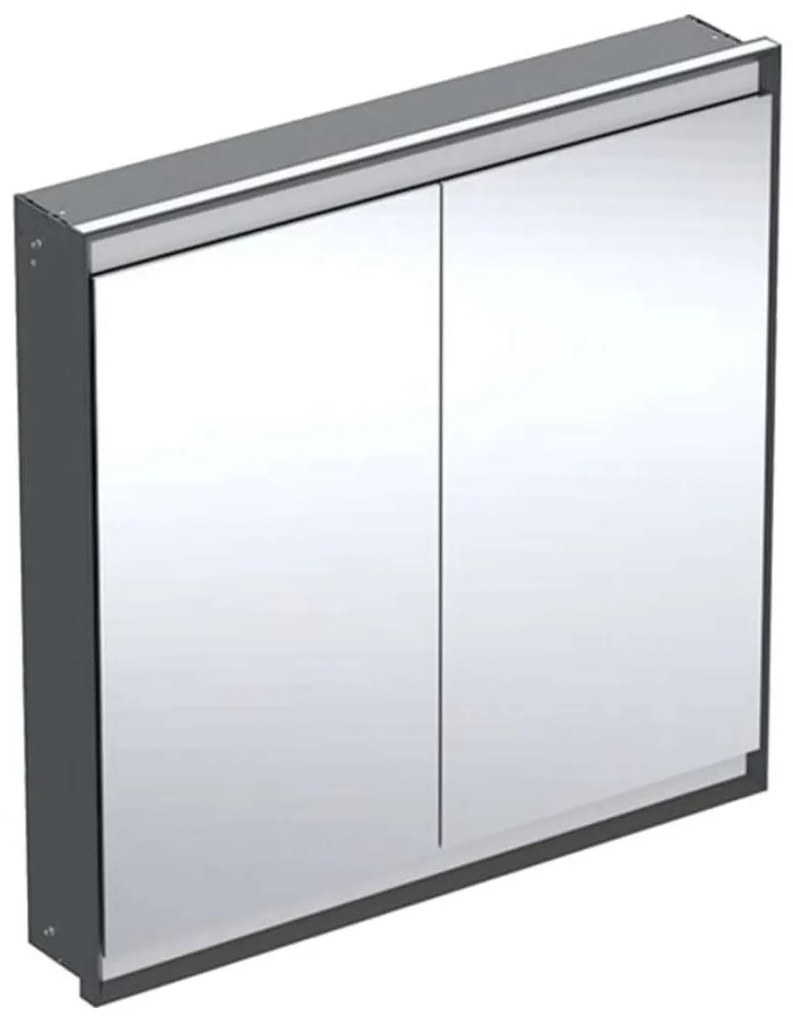 Geberit ONE - Zrcadlová skříňka s LED osvětlením, 90x90x15 cm, 2 dvířka, vestavná, matná černá 505.803.00.7