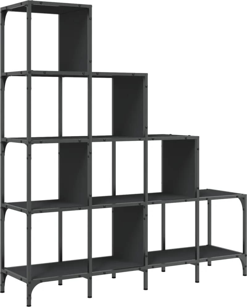 vidaXL Knihovna 122 x 30 x 132 cm kompozitní dřevo a kov [845441] Barva: Černá
