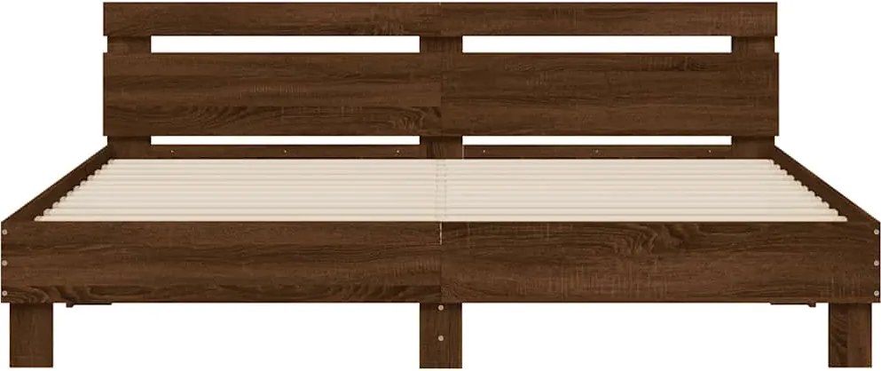 Rám postele s čelem a LED osvětlením hnědý dub 160 x 200 cm 3207538