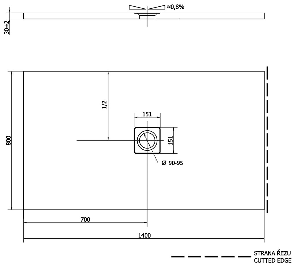 Polysan FLEXIA vanička z litého mramoru 140x80x3 cm, bílá, 72900