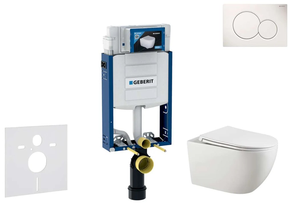 Geberit Kombifix - Set předstěnové instalace, klozetu Gaia a sedátka softclose, tlačítko Sigma01, alpská bílá SANI15CA3116