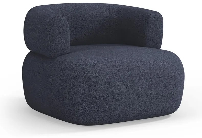 Tmavě modré křeslo z textilie bouclé Jenny – Micadoni Home