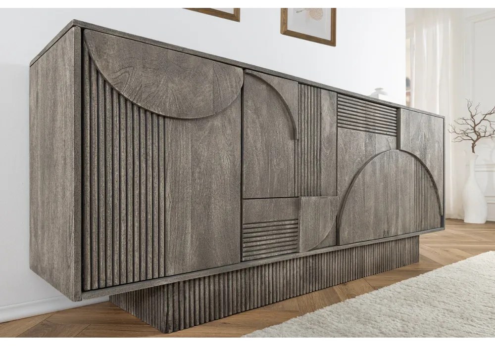 Massive home | Komoda Art Deco 170cm masiv šedé mango