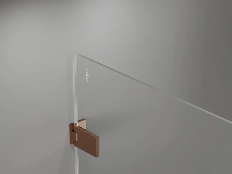 Mexen Lunar-F L, sprchový kout pravý 80 x 80 cm, 8mm čiré sklo, profil růžové zlato, 836L-080-080-60-00-P