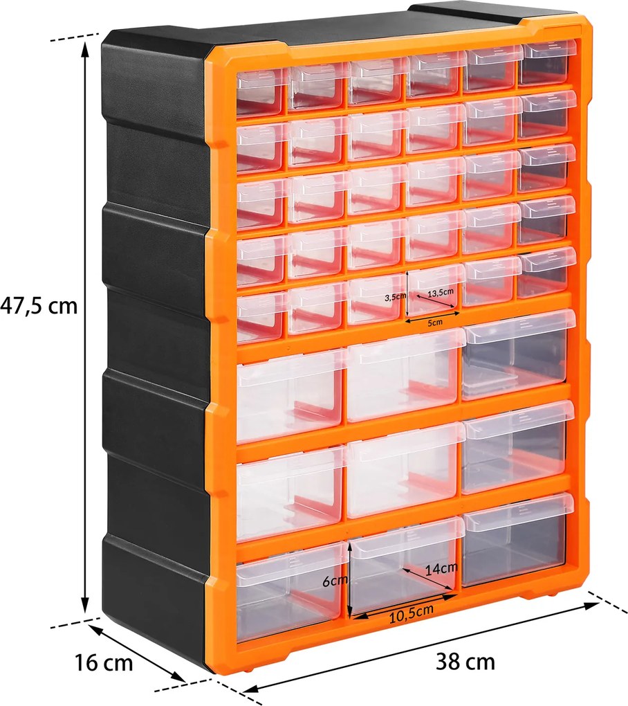 Organizér na drobné díly 47,5x38x16cm 39 přihrádky