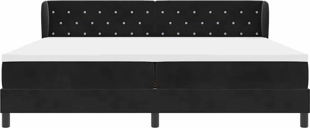 Postel s boxspringem s matrací s čelo Černá 200 x 200 cm samet 3340354