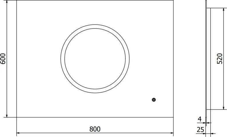 Mexen Koga, LED koupelnové zrcadlo s podsvícením 80 x 60 cm, 6000K, ochrana proti zamlžování, 9821-080-060-611-00