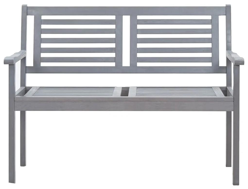 2místná zahradní lavice s poduškou 120 cm šedá eukalyptus,  3061023