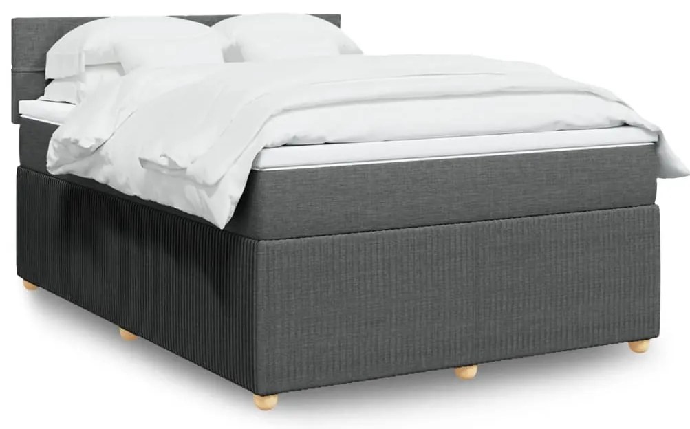 Box spring postel s matrací tmavě šedá 120x190 cm textil