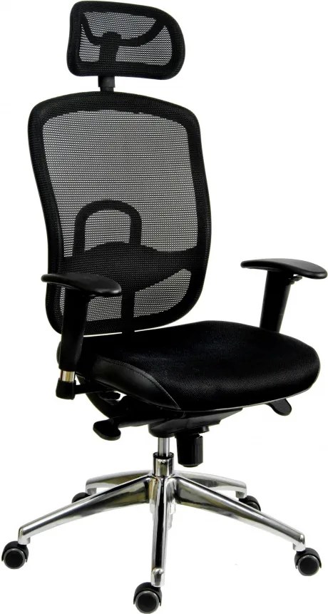 Kancelářská ergonomická židle TEXAS - s podhlavníkem, područkami i bederní opěrou