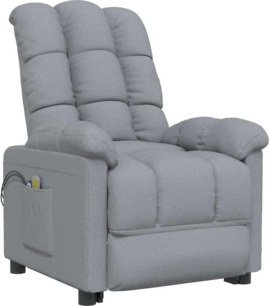 Elektrické masážní křeslo světle šedé textil 3073758