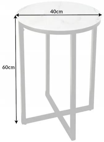 Bílý kulatý odkládací stolek Elegance 40 cm