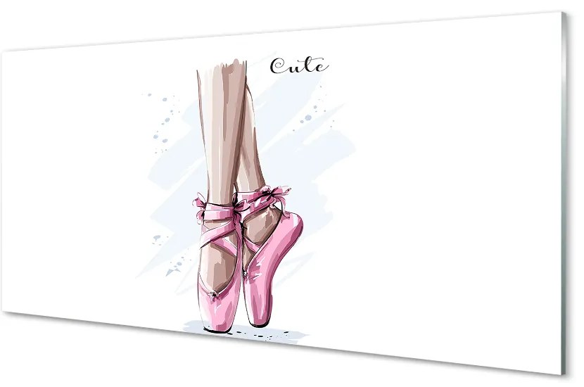 Obraz na skle růžové baletní boty 120x60 cm