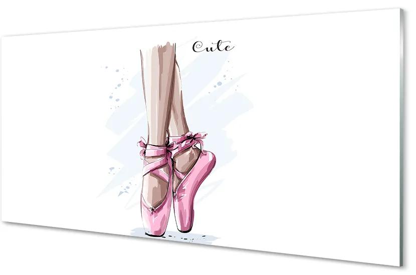 Obraz na skle růžové baletní boty 125x50 cm