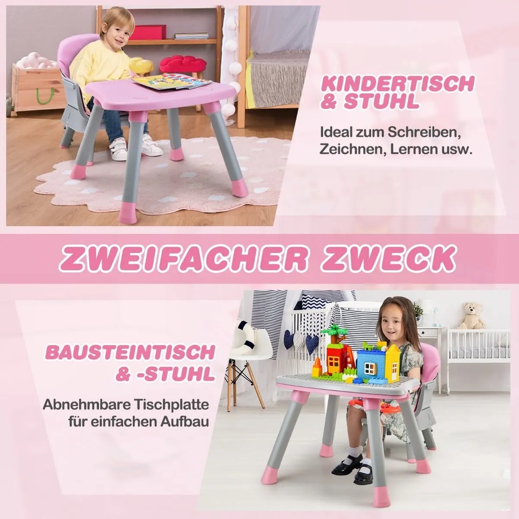 Costway 6 v 1 dětská vysoká stolička Vysoká židle a jídelní židlička a učební