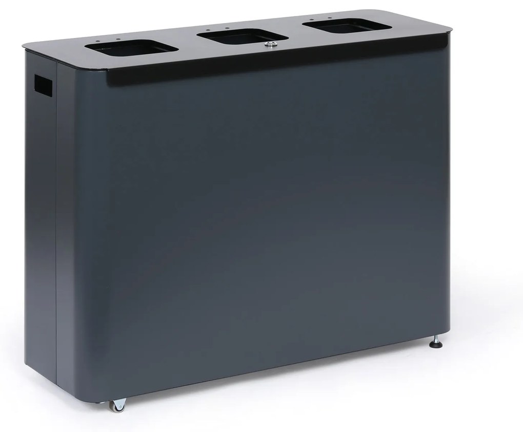 Odpadkový koš na tříděný odpad, 3 x 60 l, lakovaný šedý