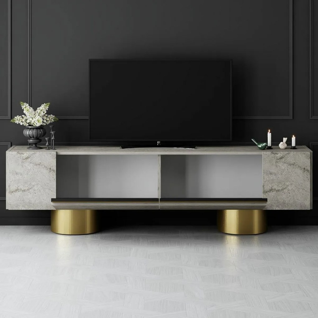 Televizní stolek Bohem Travertine and Gold