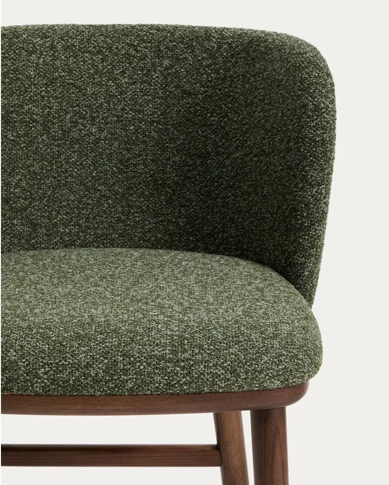 Tmavě zelená čalouněná barová židle (výška sedáku 75 cm) Ciselia – Kave Home