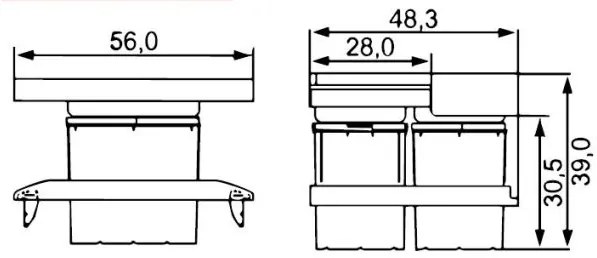 Franke Trolley Vario 60 (1x18l, 2x8l), odpadkový koš 134.0066.057