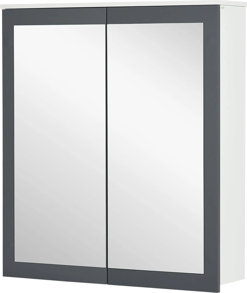 Koupelnová skříňka Keankin s zrcadlem, závěsná skříňka s 2 skleněnými dveřmi a nastavitelnými policemi 69x17x75.5 cm Bílá | Aosom