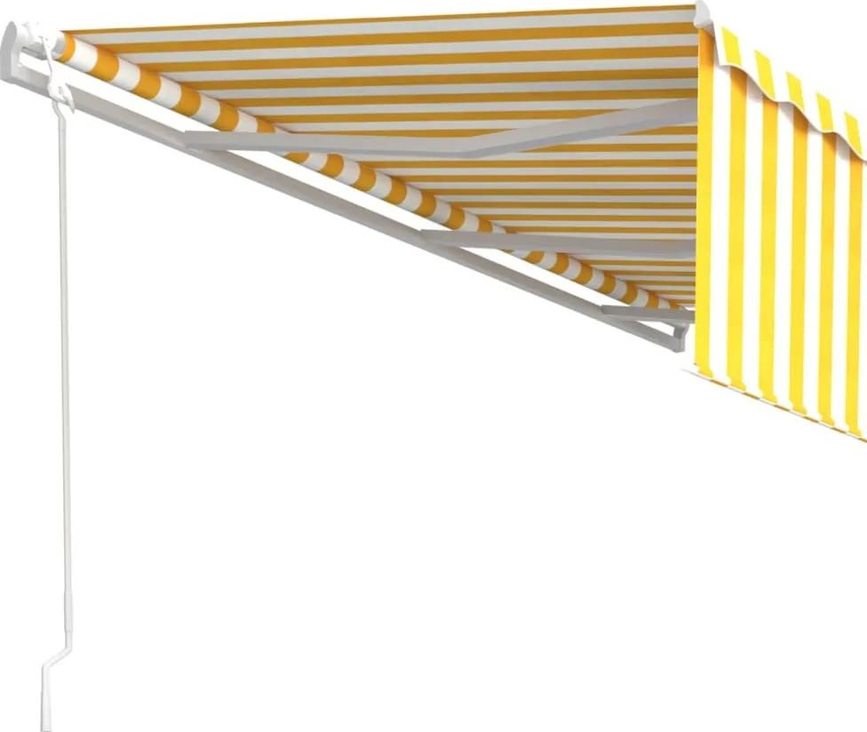 vidaXL Automatická zatahovací markýza s roletou 6 x 3 m [3069368] Barva: Žluto-bílá