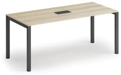 Stůl SQUARE 1800 x 800 x 750, dub přírodní + stolní zásuvka TYP IV, černá