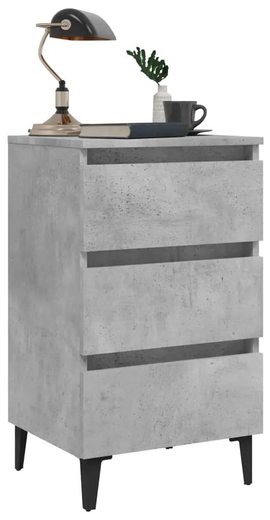 Noční stolek s kovovými nohami 2 ks betonově šedý 40x35x69 cm