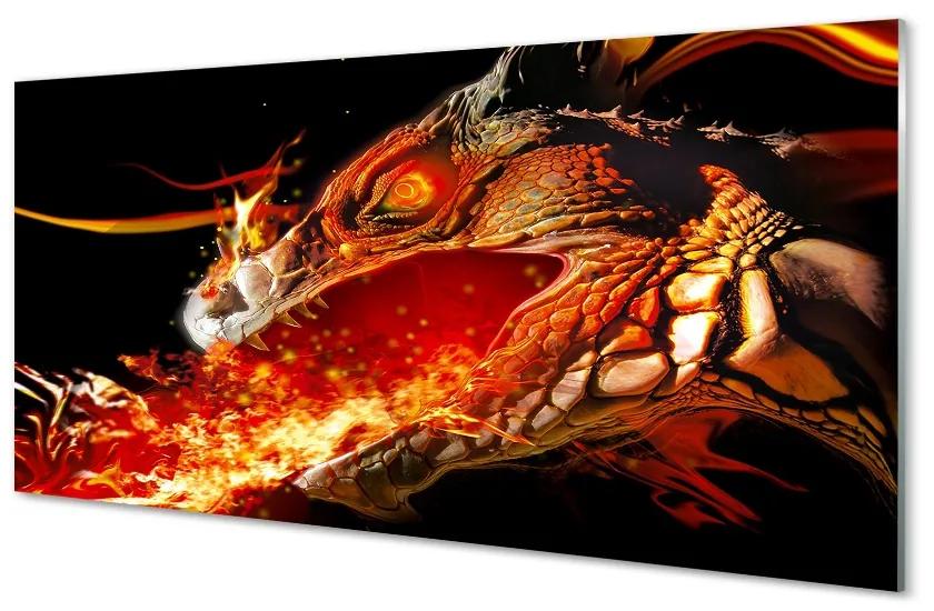 Obraz na skle Ohnivého draka 120x60 cm